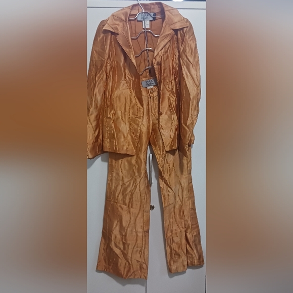 COOGI | Pants & Jumpsuits | Coogi Tan Crinkled Pantsuit Lightweight ...
